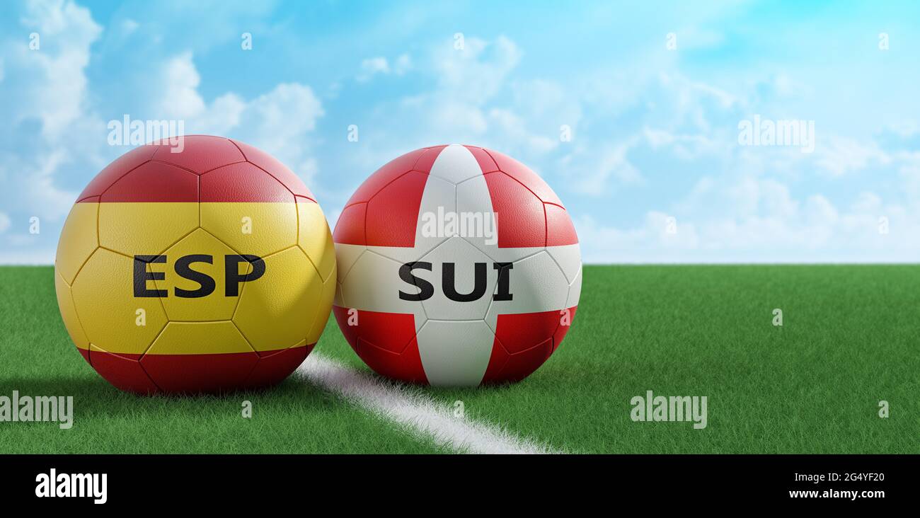 Spain vs. Switzerland Soccer Match - Leather balls in Spain and ...