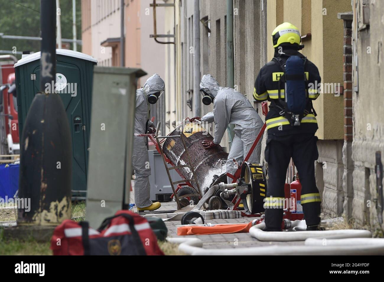 Kyjov, Czech Republic. 24th June, 2021. Firefighters in Kyjov in the ...