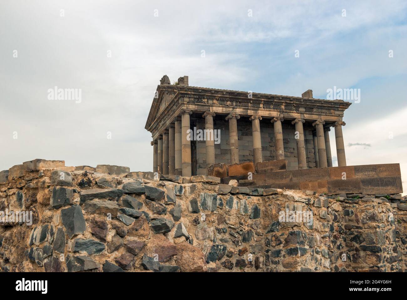 View of the pagan ancient temple of Garni, a famous landmark of Armenia ...