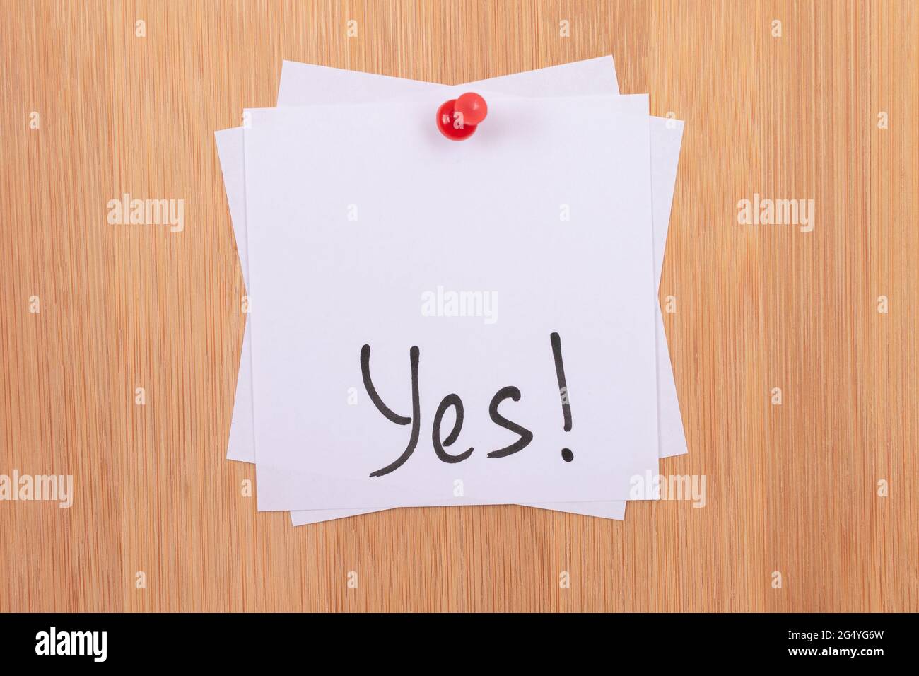 YES! - White Sticky Notes with Written Word YES, Pinned to the Wooden ...