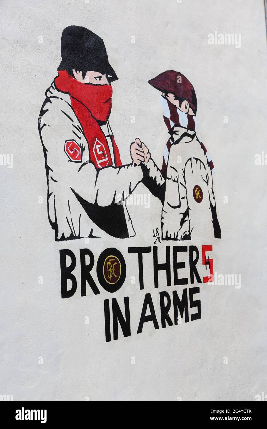 A Mural on the wall at The Royal Dyche pub in Burnley. Burnley Football ...