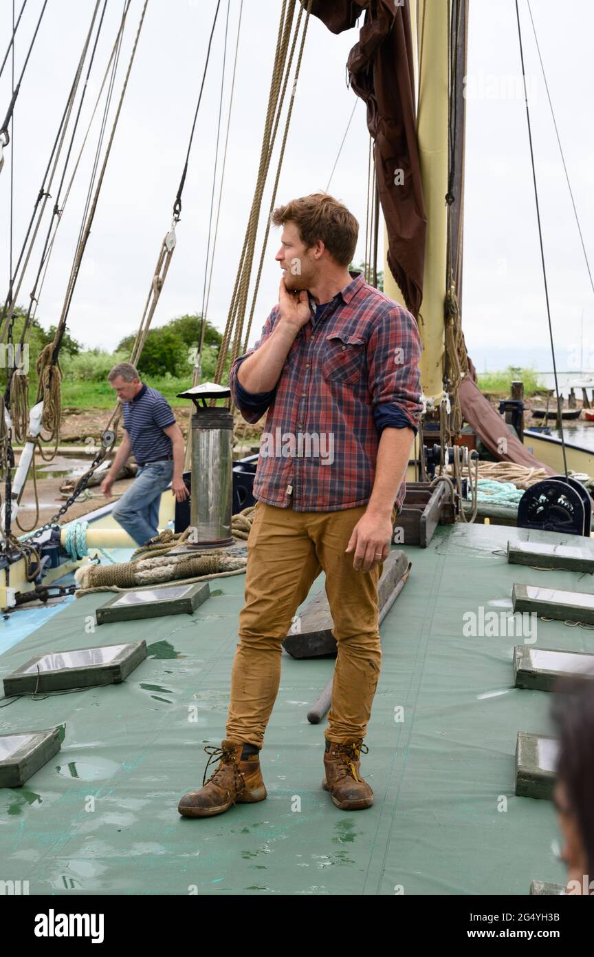 Ed Gransden, skipper on "Edith May" historic sailing barge, and mate ...