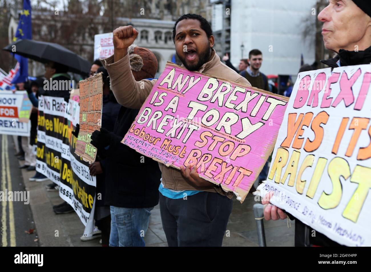Brexit protests for both 'Leave' and 'Remain' voters outside the Houses ...