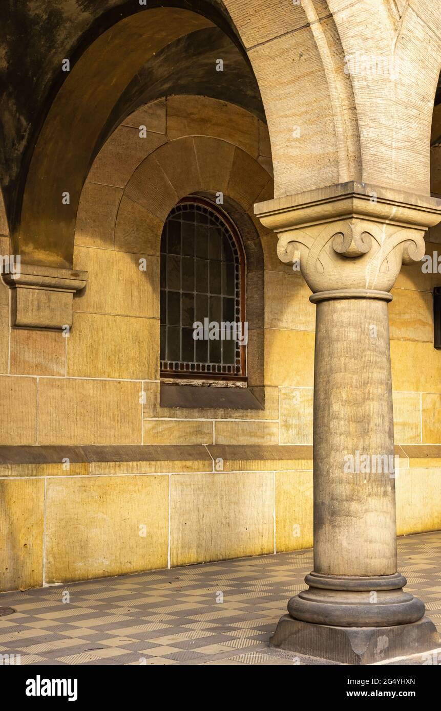 Pillar, window and portico, architectural detail in the arcaded ...