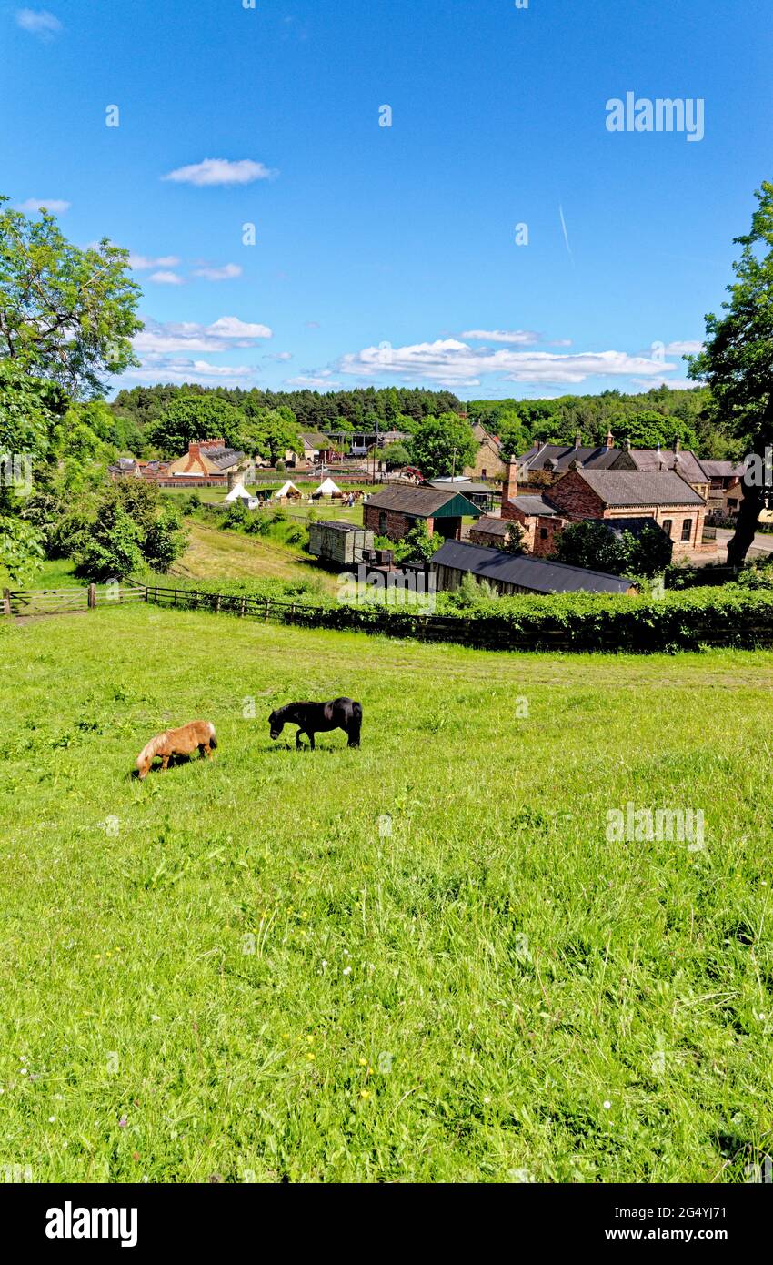 The colliery houses in the pit village at Beamish Village, Durham ...