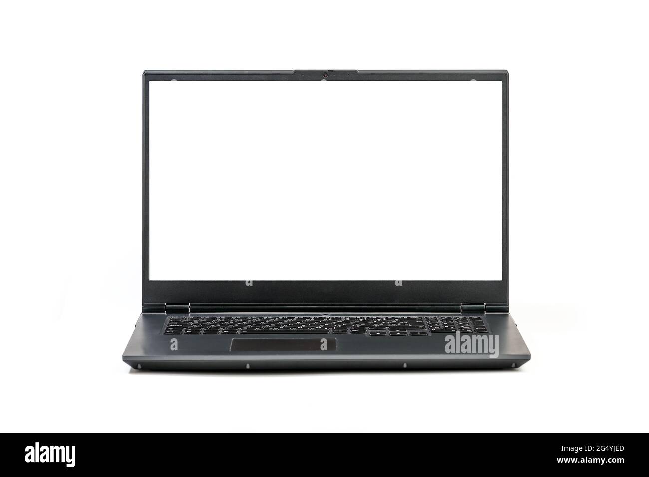 Large open Laptop isolated on white background - front view with ...