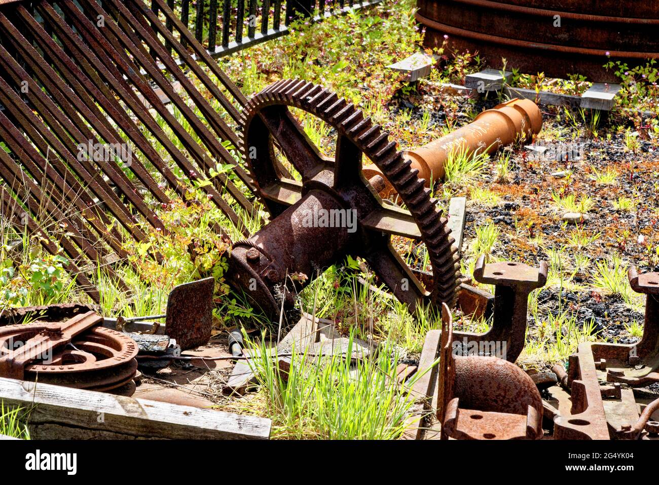 Rusty cogs gear mechanical transmission. Industrial machinery vintage ...