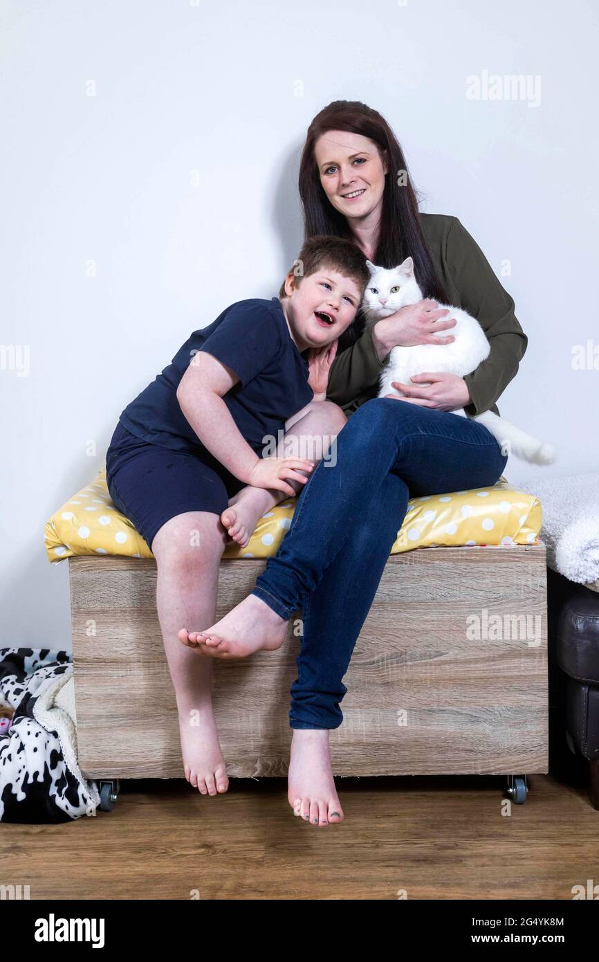 EDITORIAL USE ONLY Siobhan Cobb and her son Connor Raven, age 6 from ...