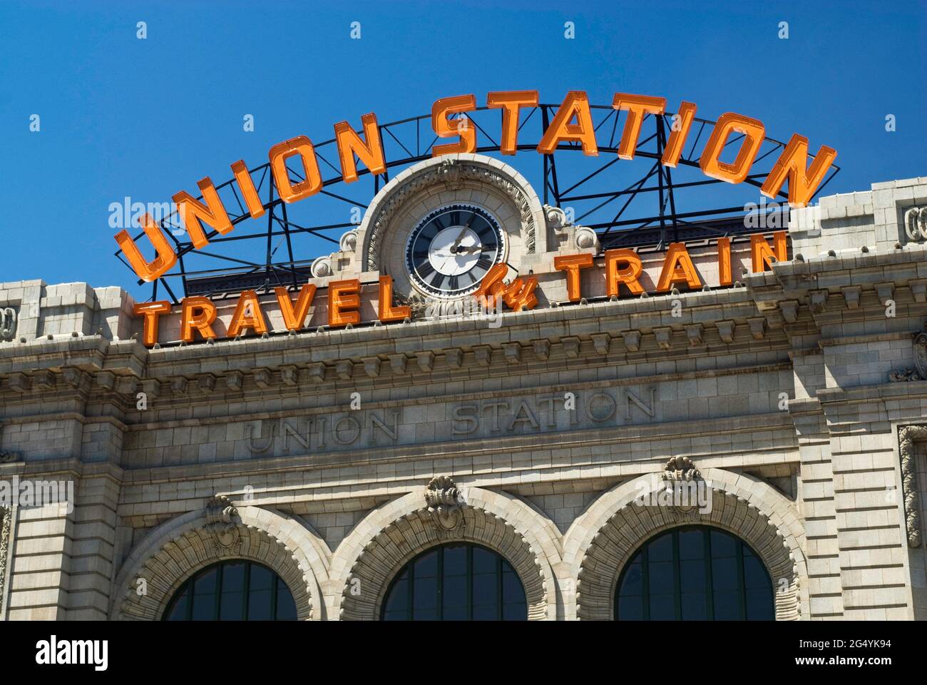 Neon sign at Union Station, Denver, Colorado, USA Stock Photo - Alamy
