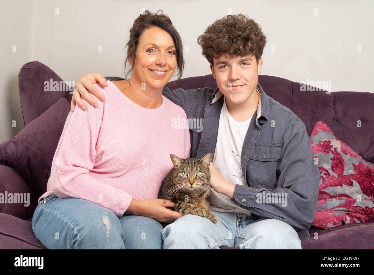 EDITORIAL USE ONLY Liz Edmondson Day and her son Ben Moulding from ...