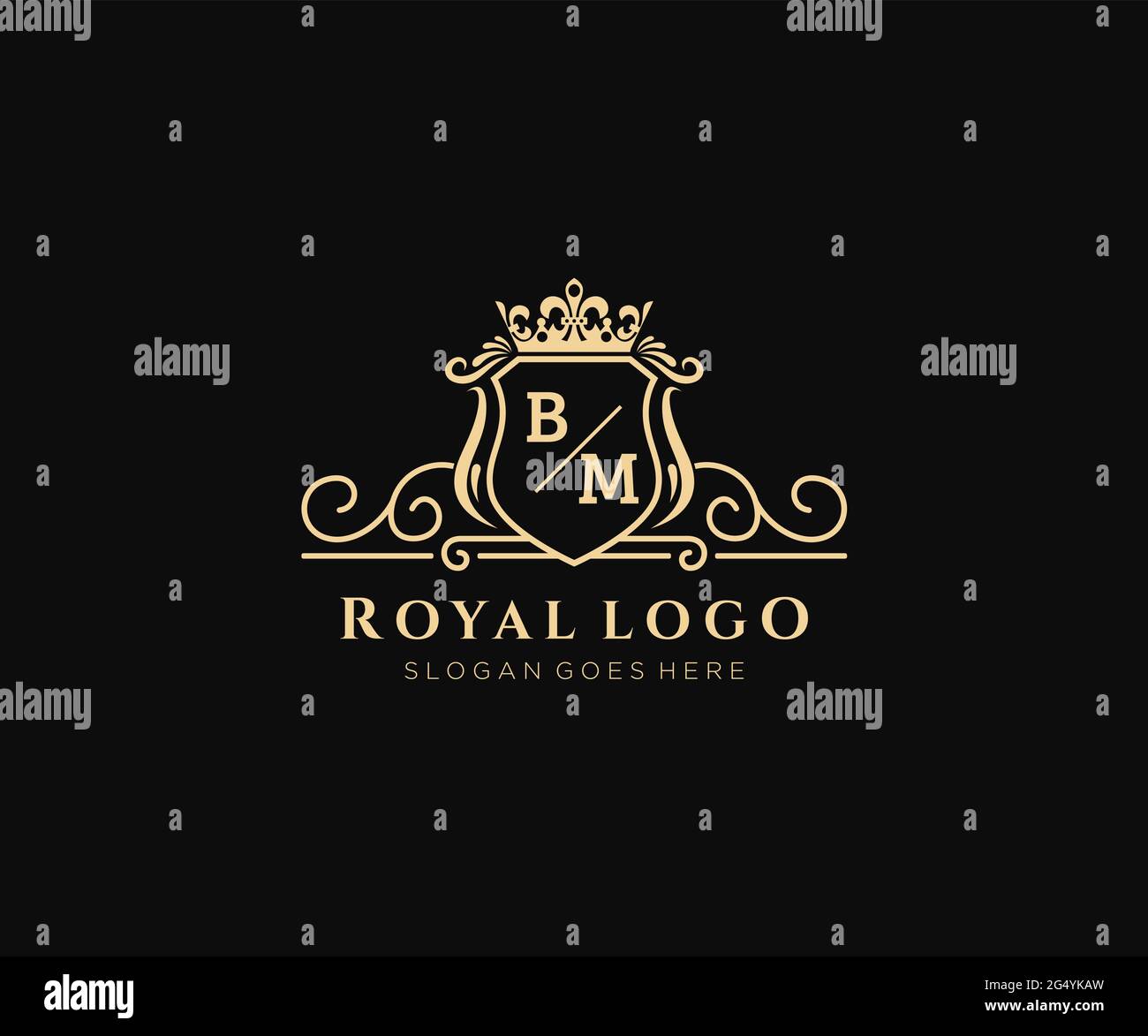 BM Letter Luxurious Brand Logo Template, for Restaurant, Royalty ...