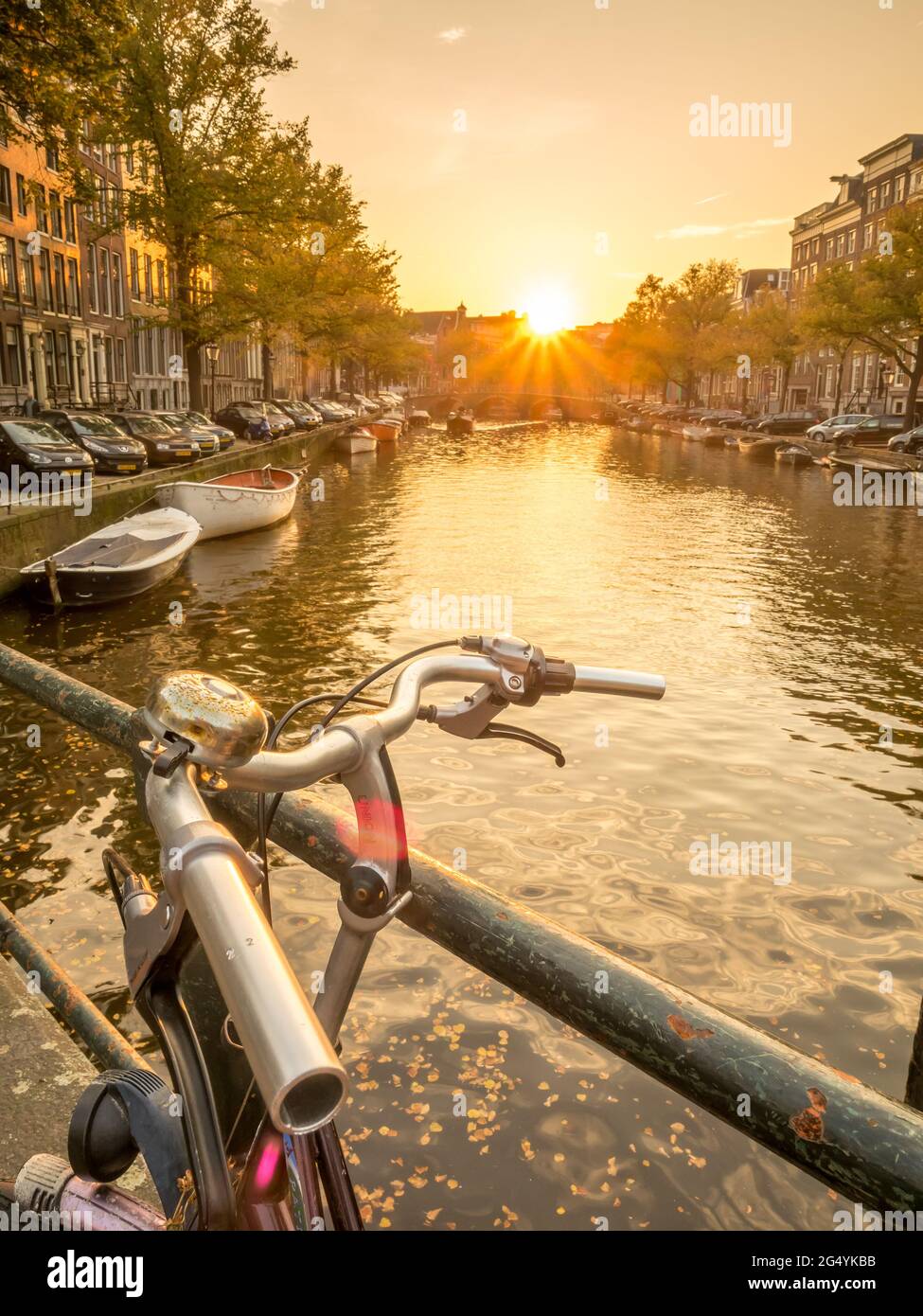 AMSTERDAM - OCTOBER 3: Twilight evening city scene of Amsterdam with ...