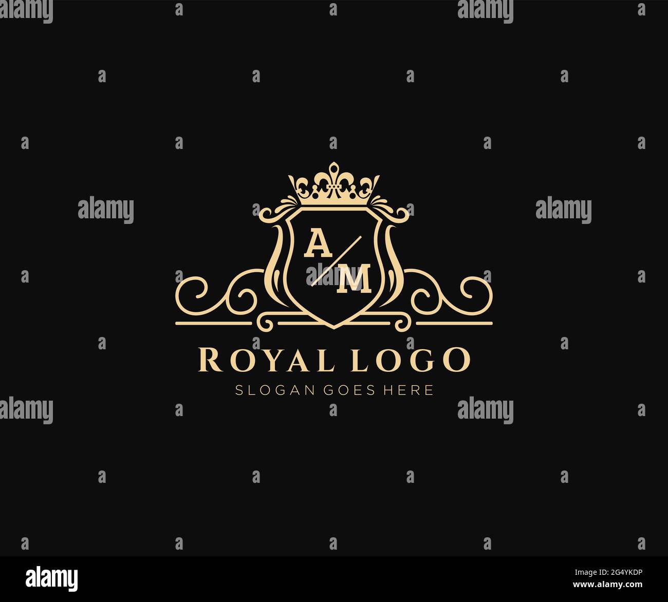 AM Letter Luxurious Brand Logo Template, for Restaurant, Royalty ...