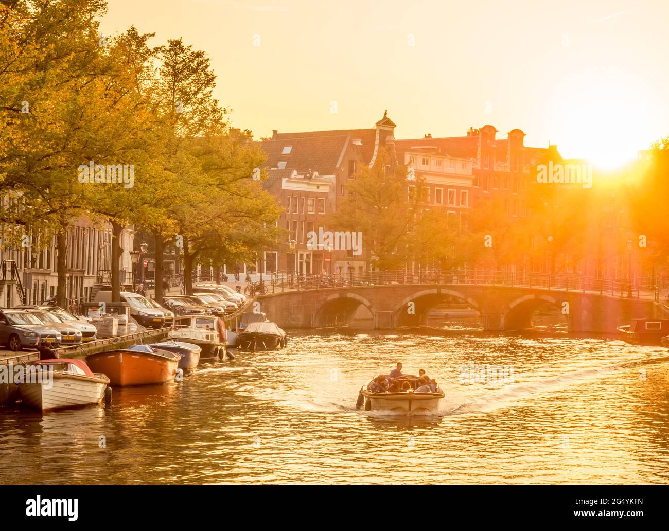 AMSTERDAM - OCTOBER 3: Twilight evening city scene of Amsterdam with ...
