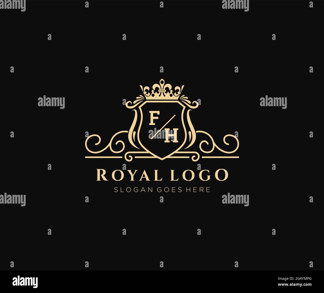 FH Letter Luxurious Brand Logo Template, for Restaurant, Royalty ...
