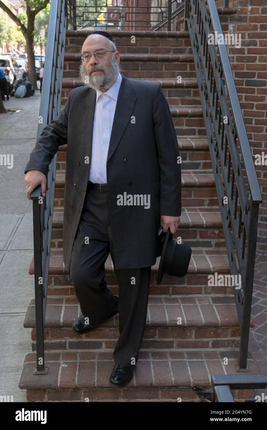 Posed portrait of a man from the Satmar Hasidic group. In Williamsburg ...
