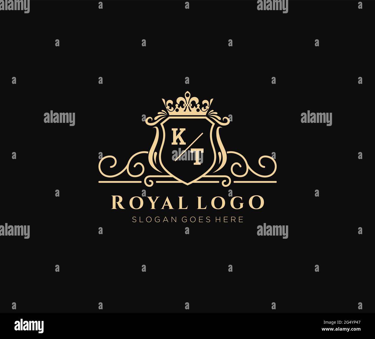 KT Letter Luxurious Brand Logo Template, for Restaurant, Royalty ...