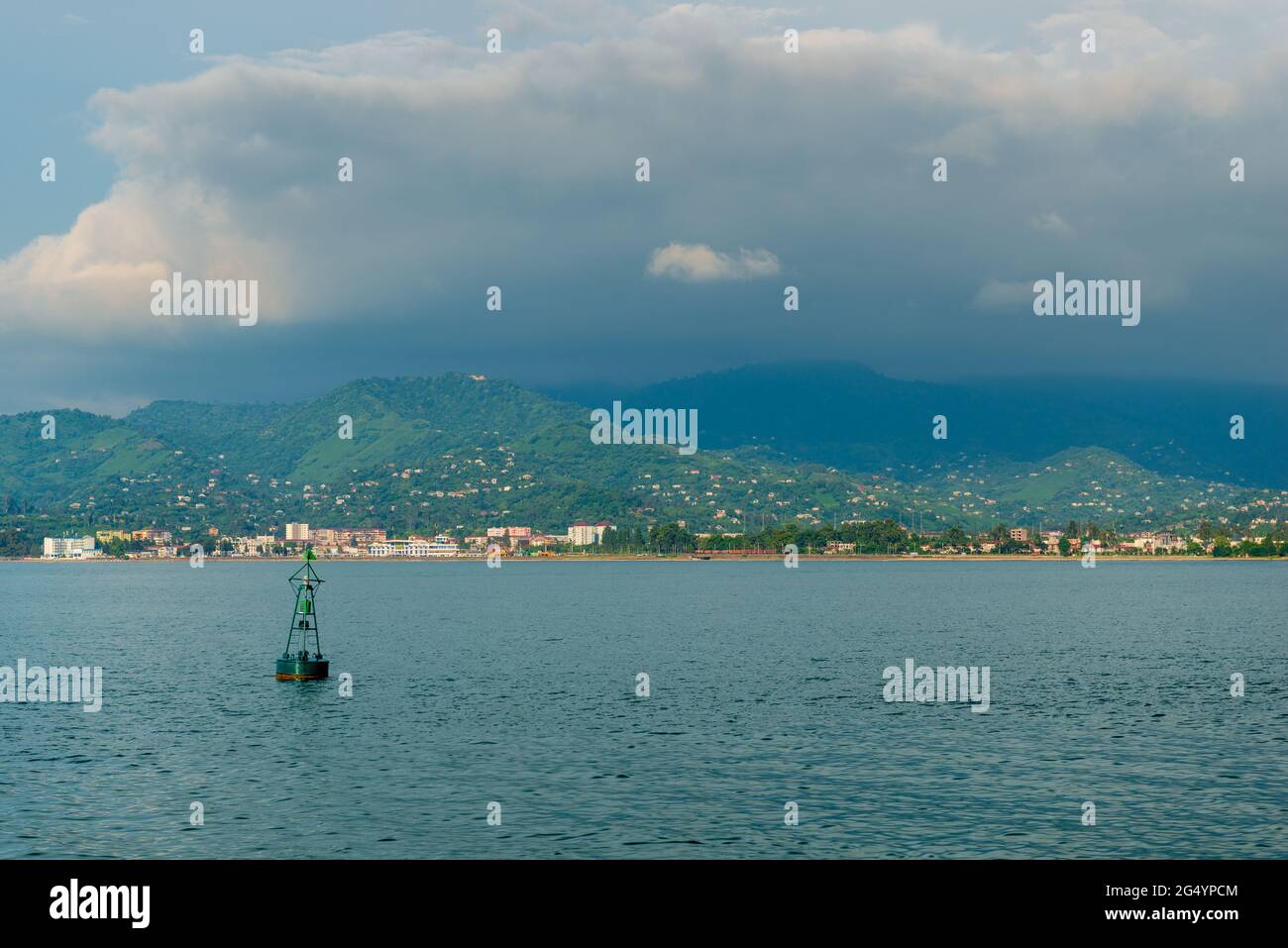 Georgian coast, view from the sea to the bay and mountains Stock Photo ...