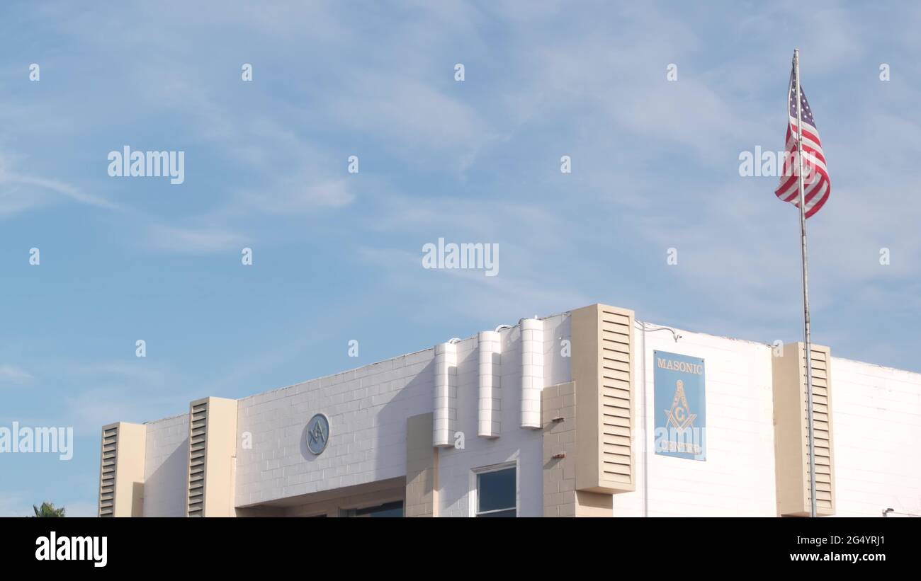 San Diego, California USA - 21 Nov 2020: Masonic lodge temple ...