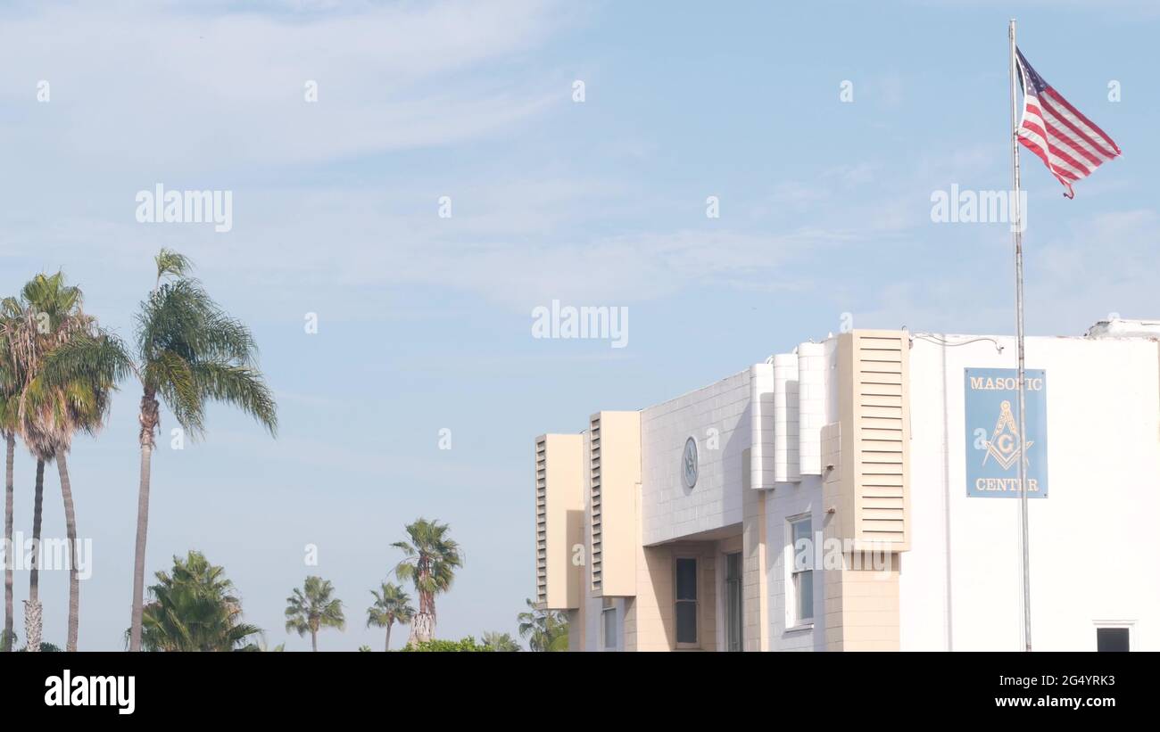 San Diego, California USA - 21 Nov 2020: Masonic lodge temple ...