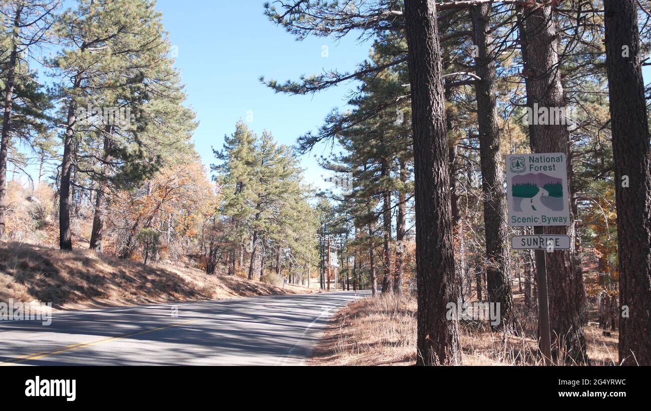 Mount Laguna, California, USA - 28 Nov 2020: Scenic byway, national ...