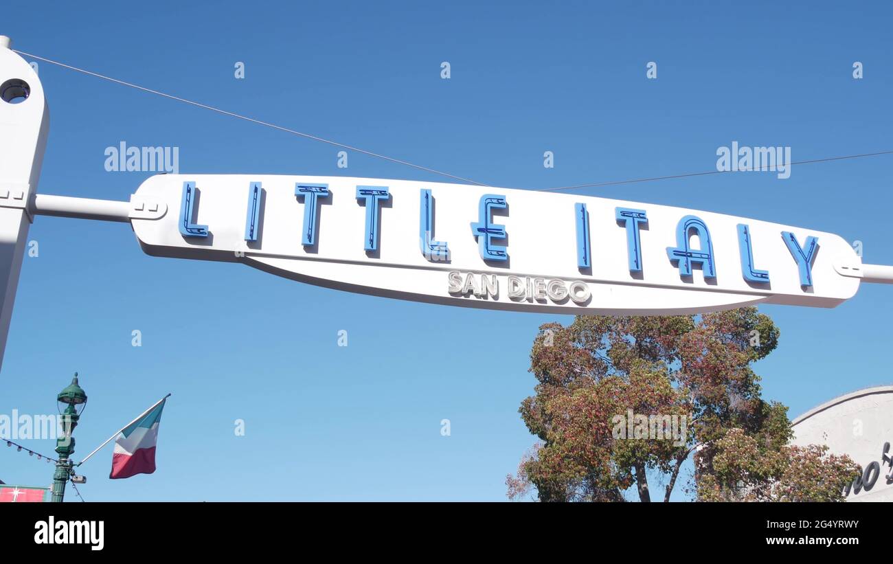 San Diego, California USA - 27 Nov 2020: Little Italy entrance ...