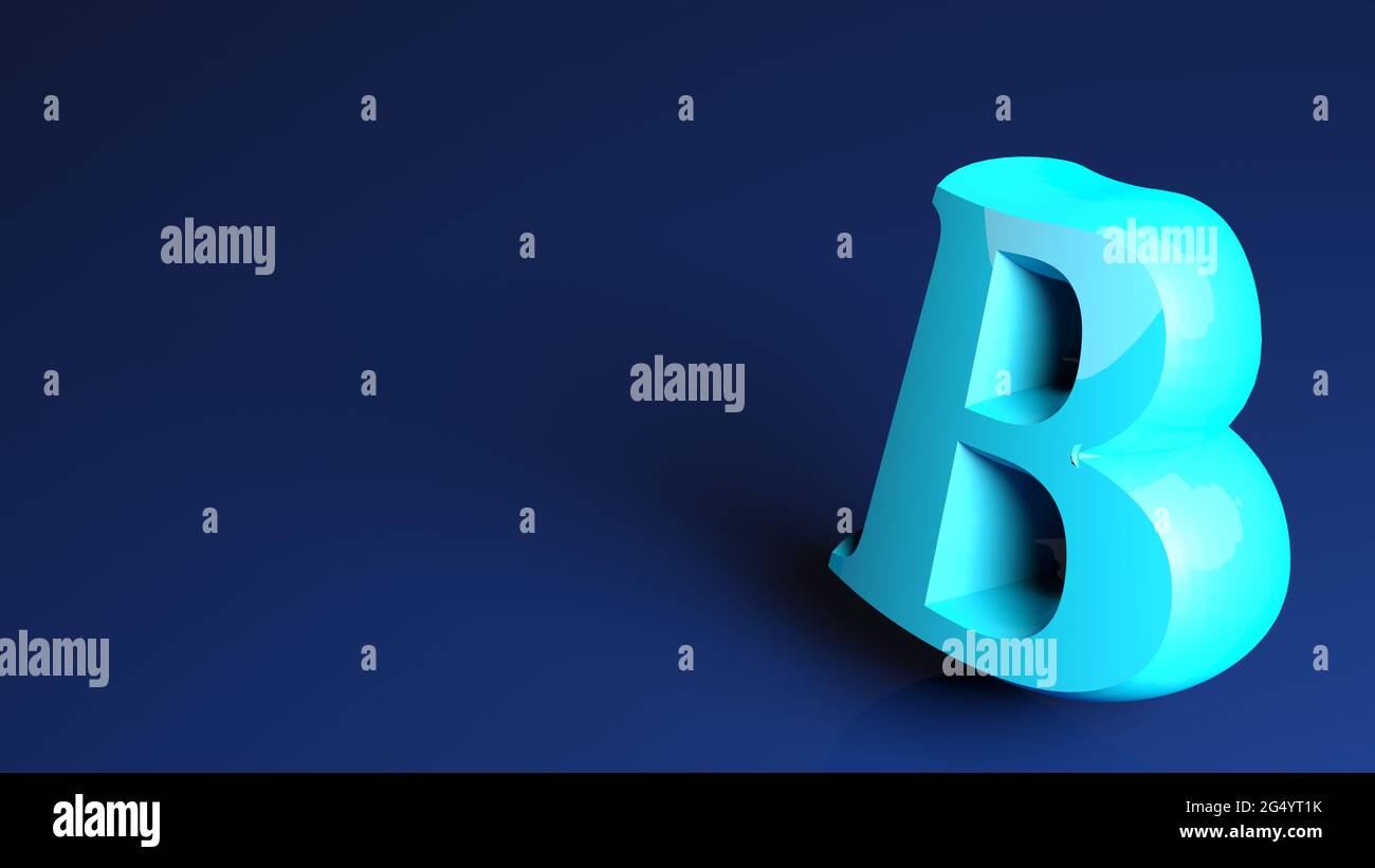 Blue background with B letter - 3D rendering illustration Stock Photo ...