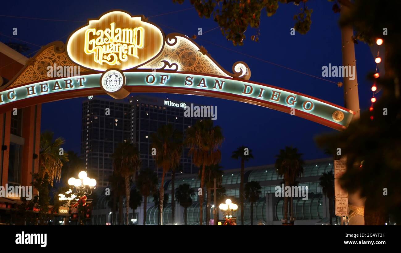 San Diego, California USA - 23 Dec 2020: Gaslamp Quarter historic ...