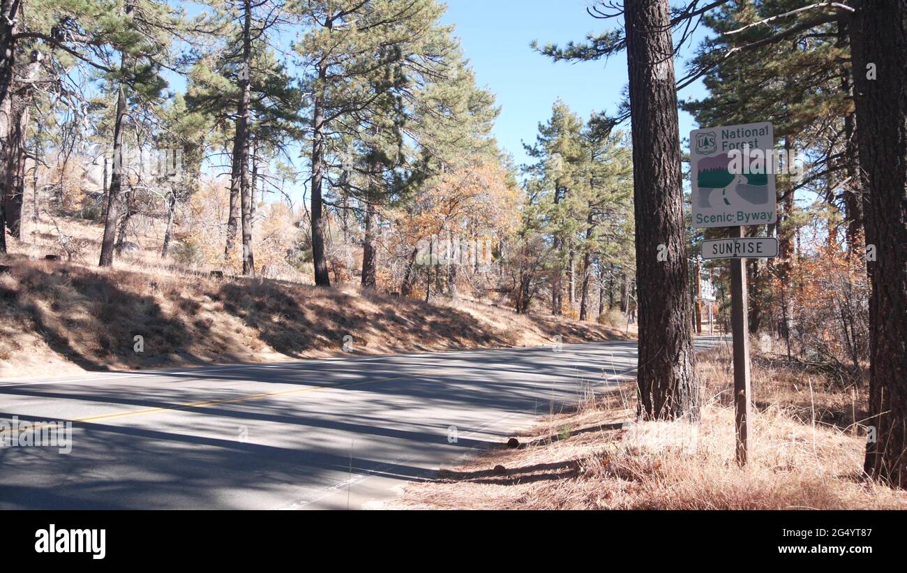 Mount Laguna, California, USA - 28 Nov 2020: Scenic byway, national ...