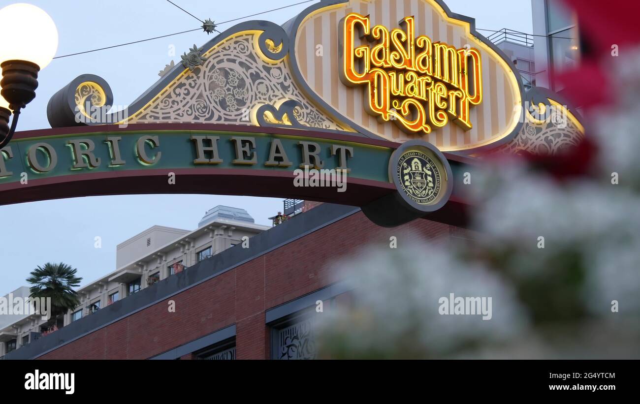 San Diego, California USA - 23 Dec 2020: Gaslamp Quarter historic ...