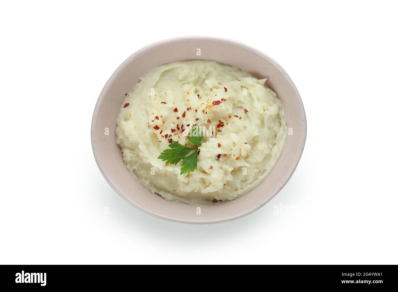 Plate of mashed potatoes isolated on white background Stock Photo - Alamy