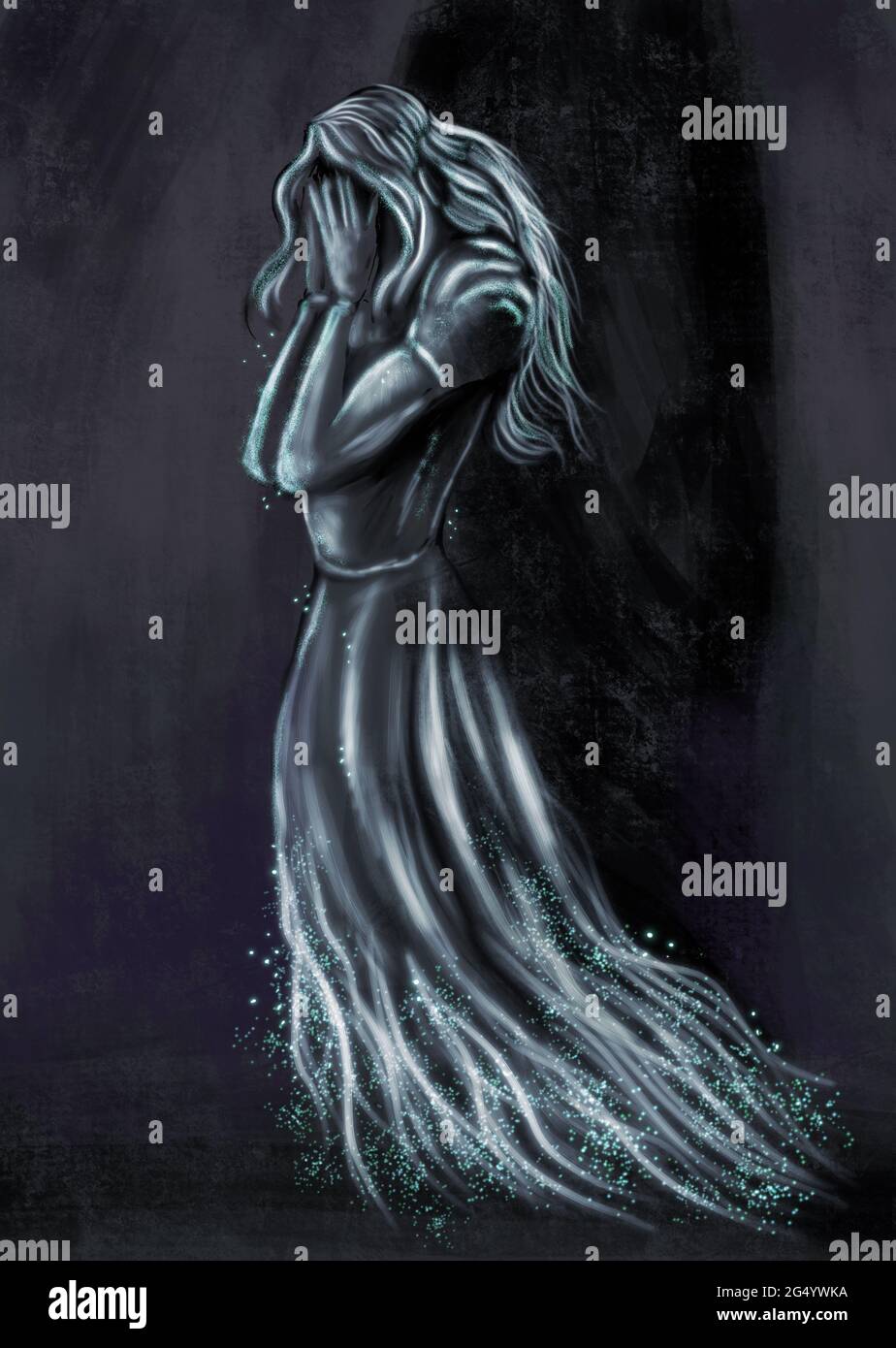 a mournful female ghost Stock Photo - Alamy