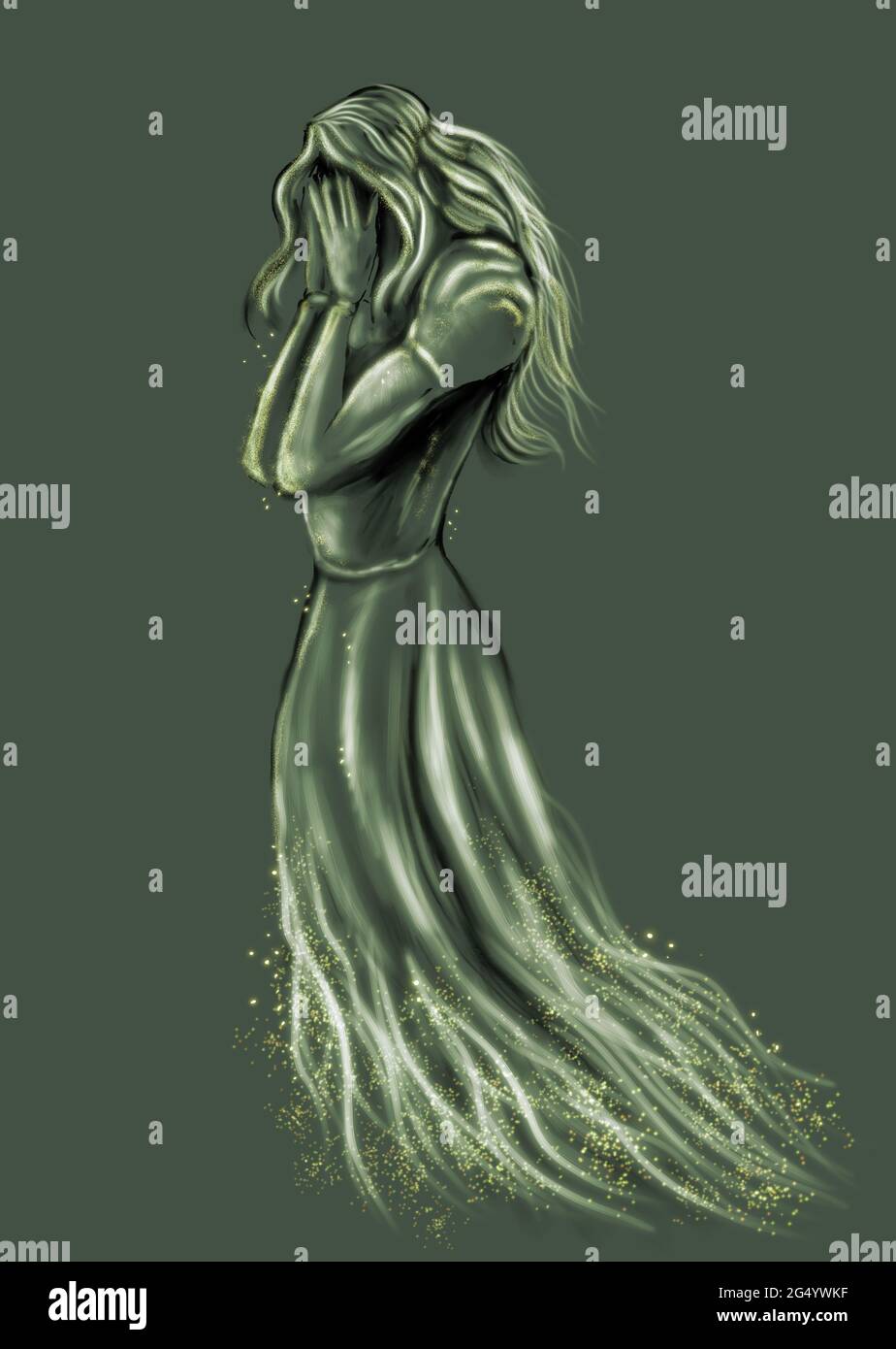 a mournful female ghost Stock Photo - Alamy