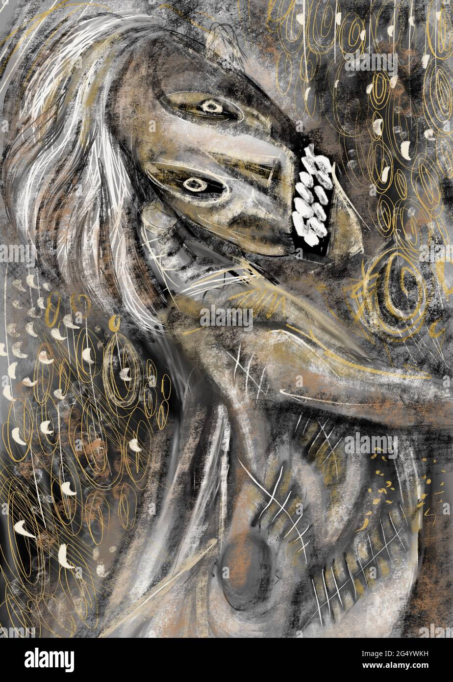 creepy abstract man illustration Stock Photo - Alamy