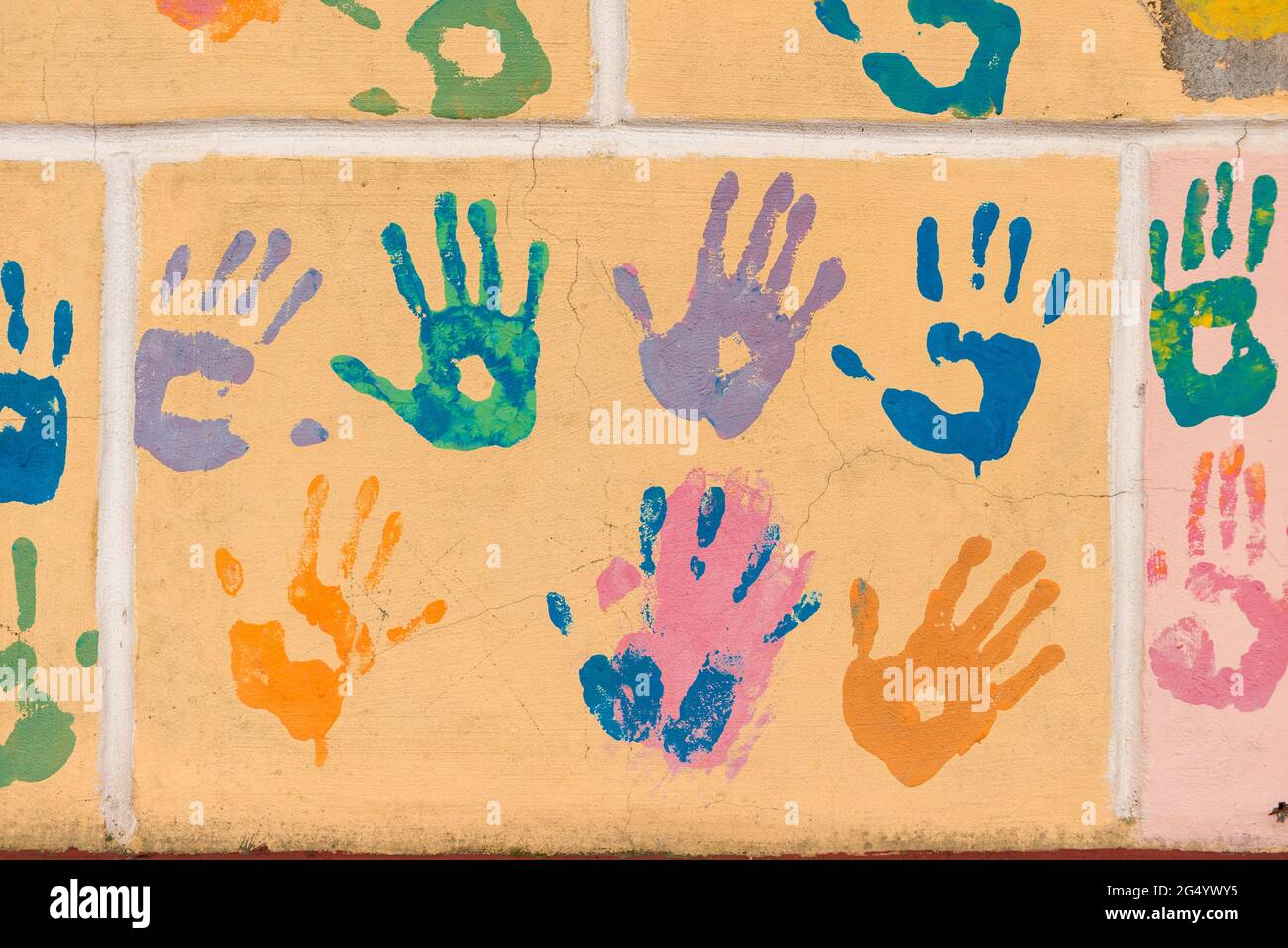 Kid handprint on wall hi-res stock photography and images - Alamy