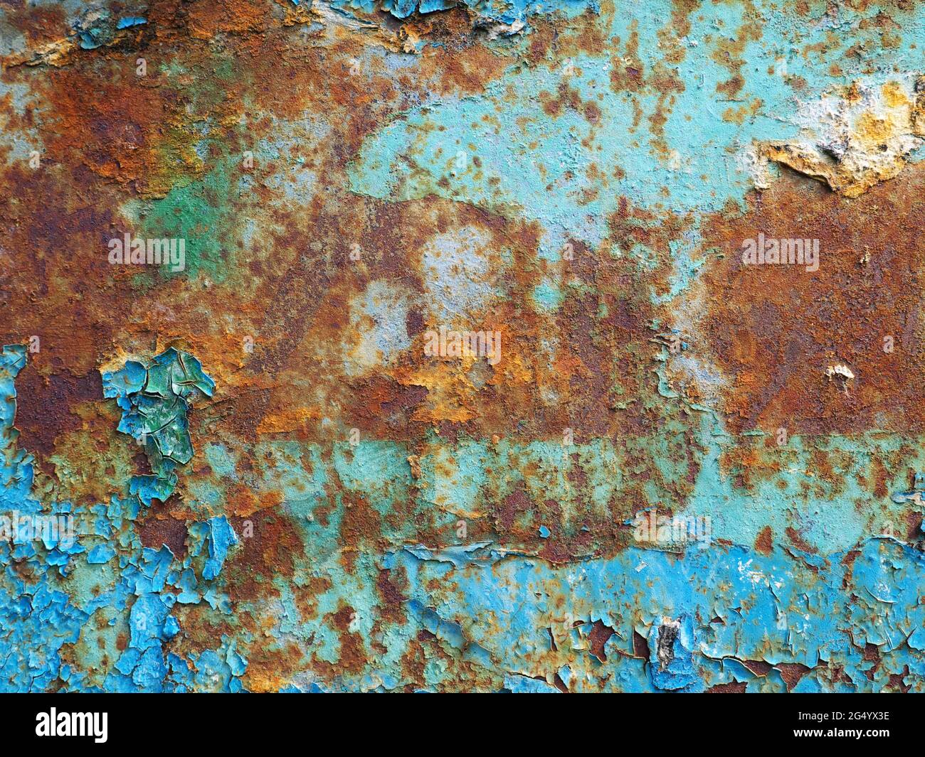 Iron sheet surface with rust stains and old painting on it with copy ...