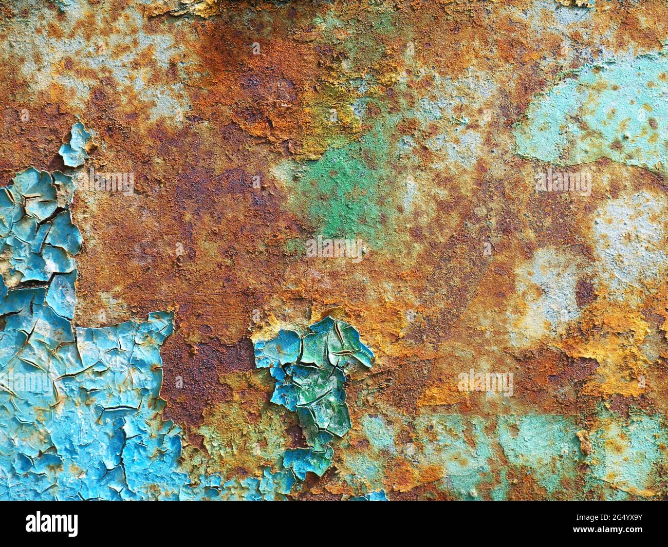 Iron sheet surface with rust stains and old painting on it with copy ...