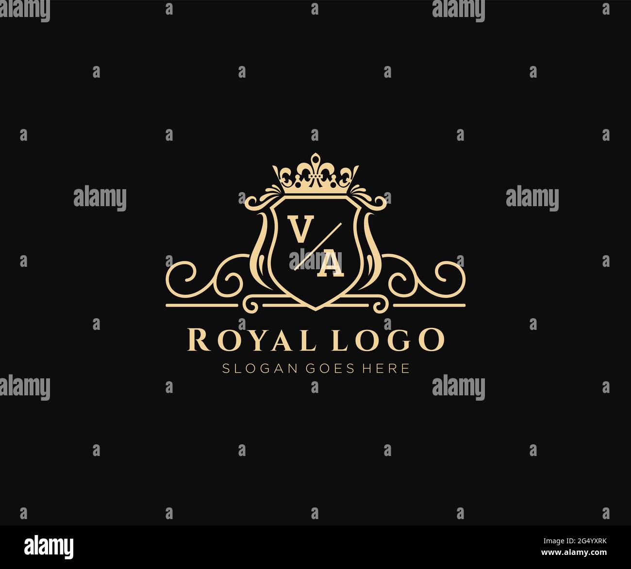 VA Letter Luxurious Brand Logo Template, for Restaurant, Royalty ...