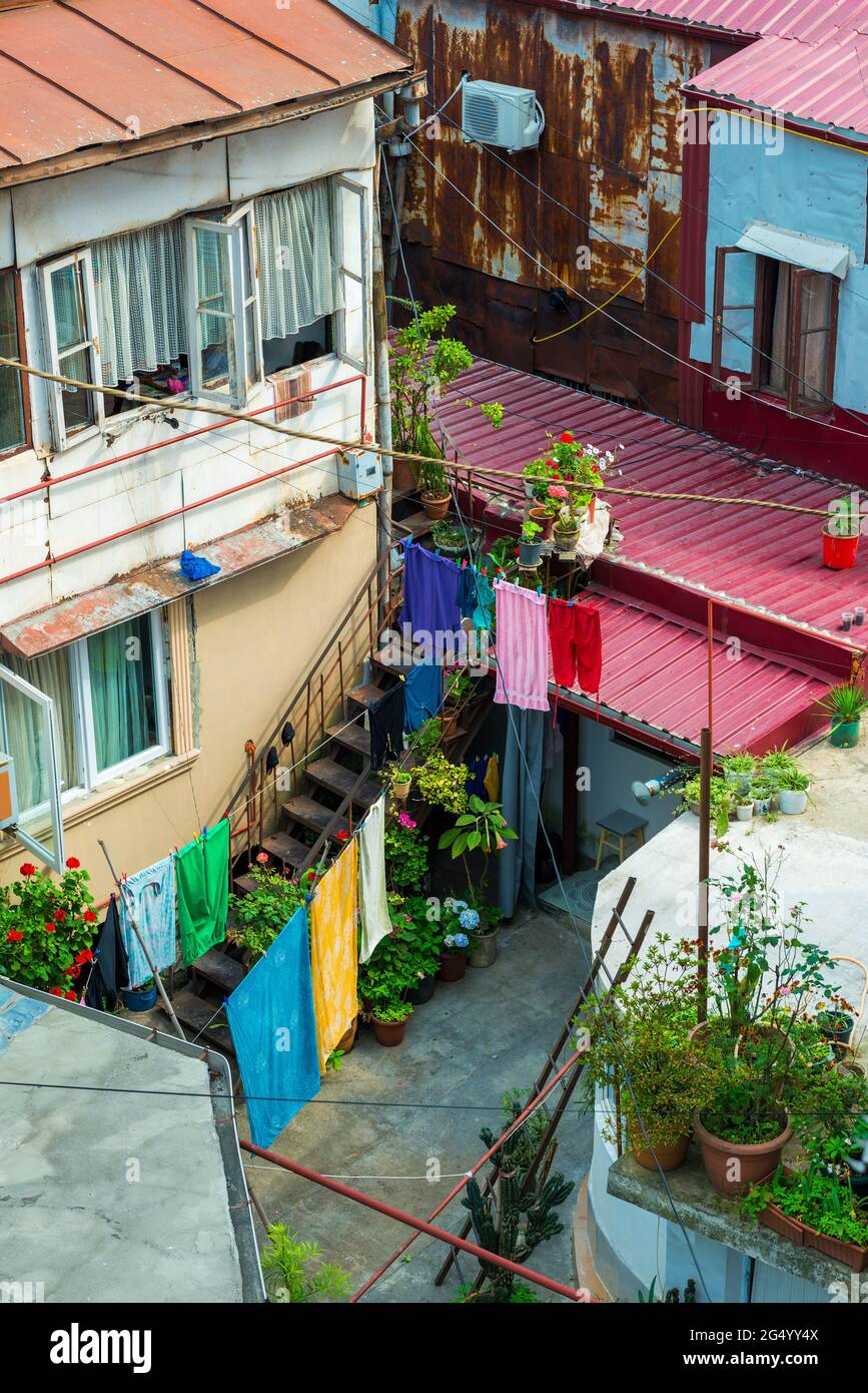 Inner residential courtyard in the city of Batumi, Georgia Stock Photo ...