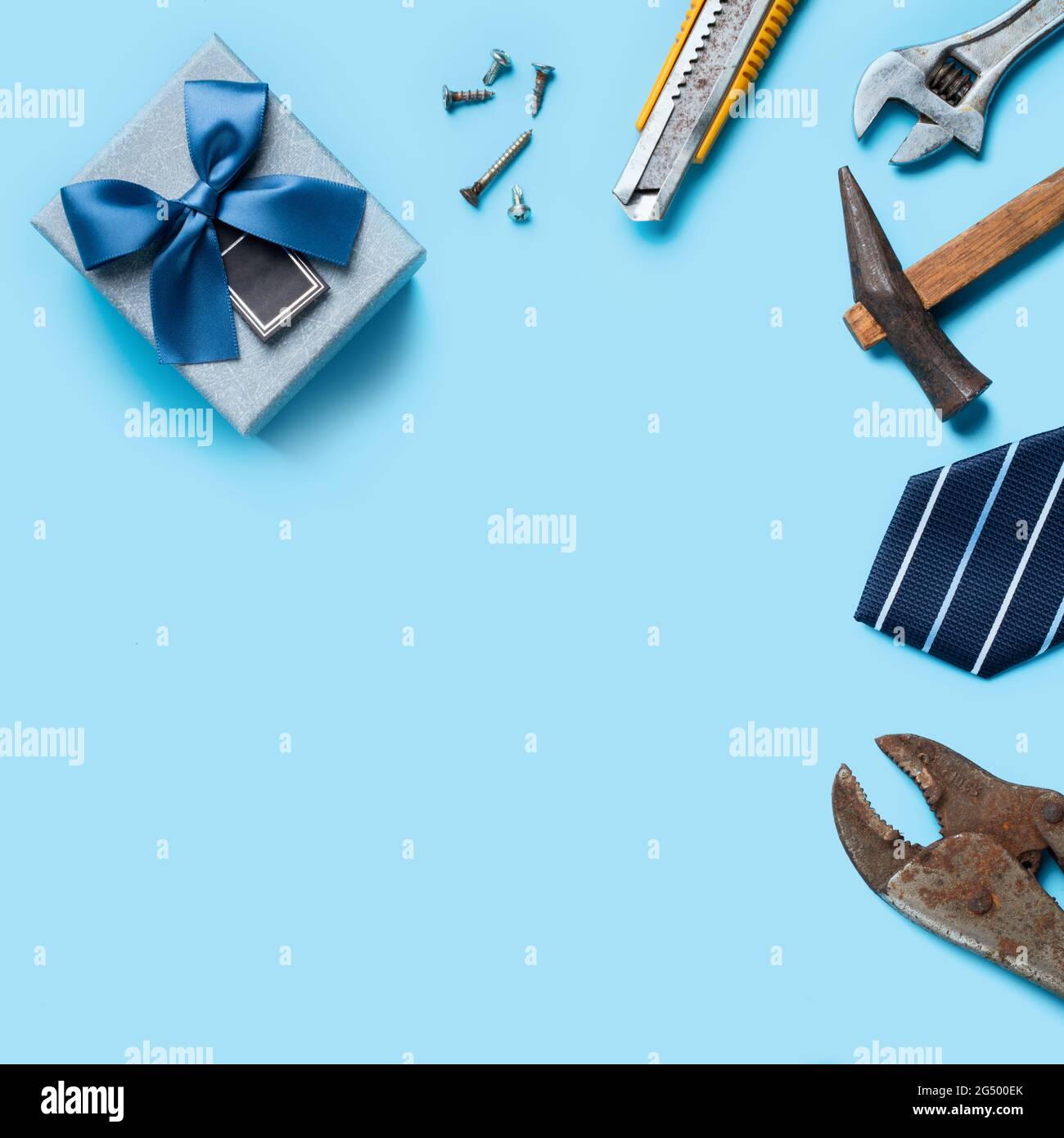 Top view design concept of Father's day and labor day with working ...