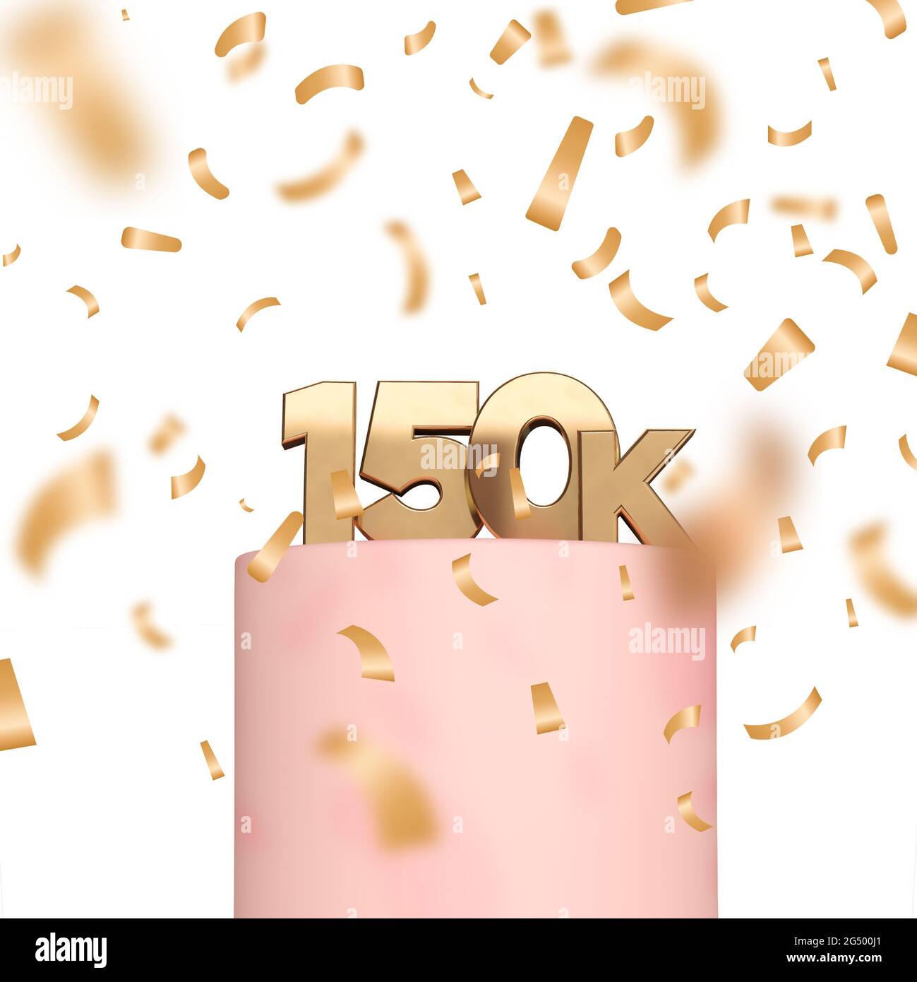 150k social media followers or subscribers celebration background. 3D ...