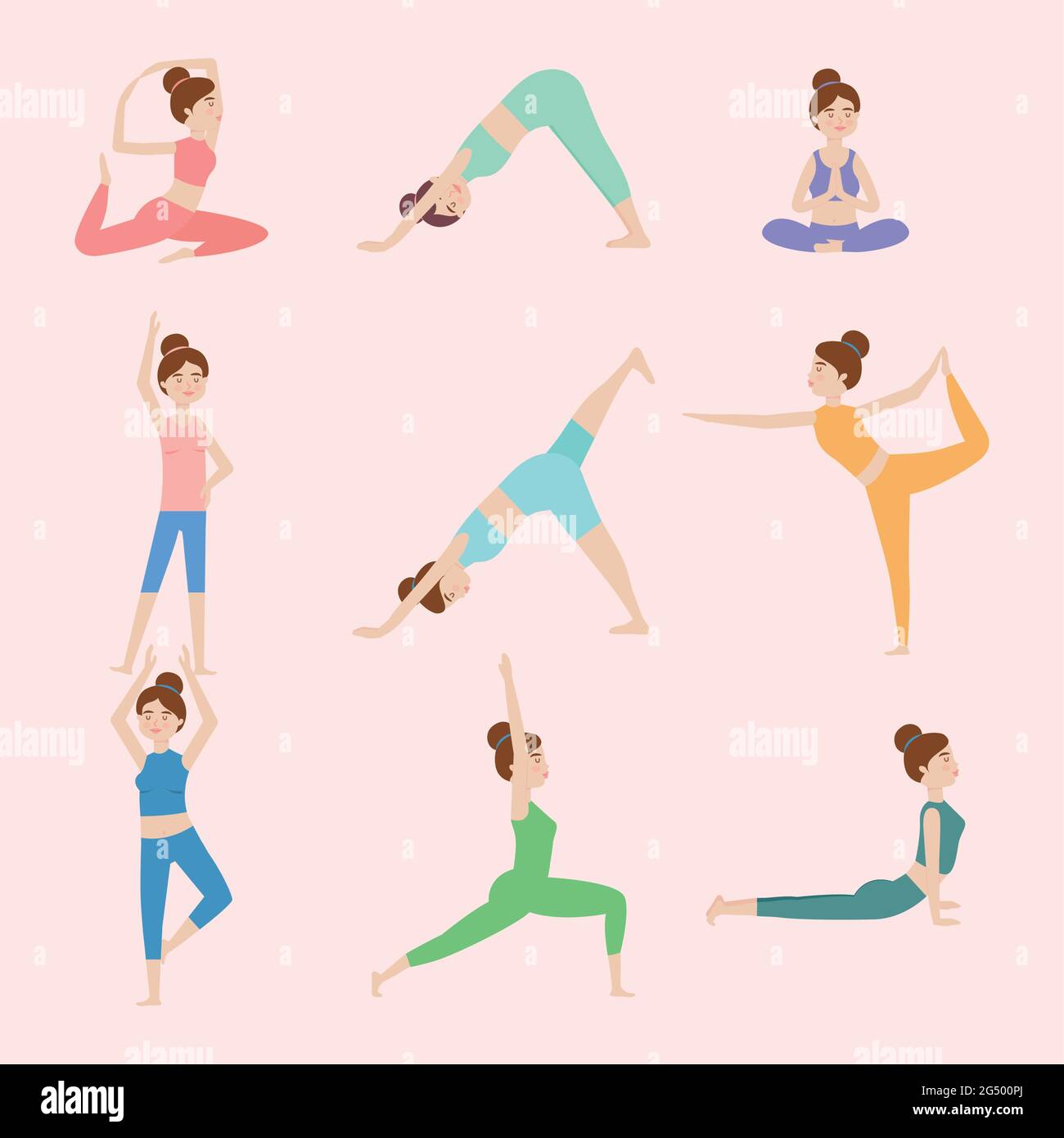 cartoon women doing yoga set Stock Vector Image & Art - Alamy