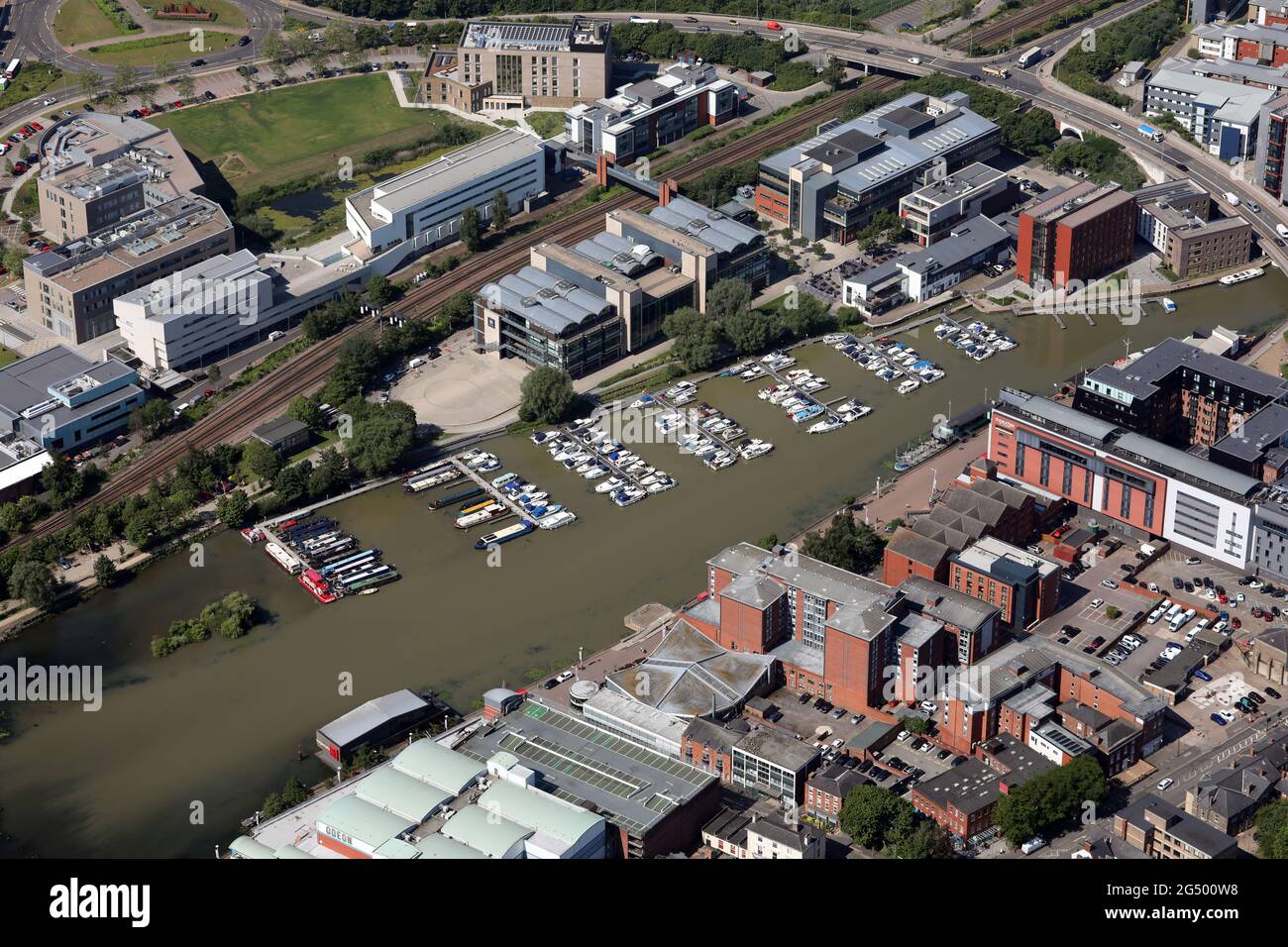 aerial view of Brayford Pool (a natural lake used by Lincoln Marina) in ...