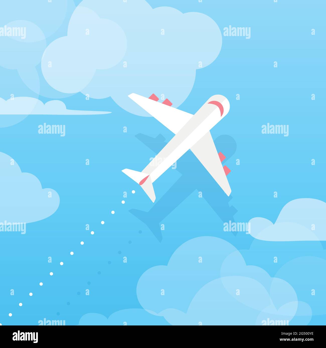 Airplane flying in the sky with clouds. Vector illustration, flat ...