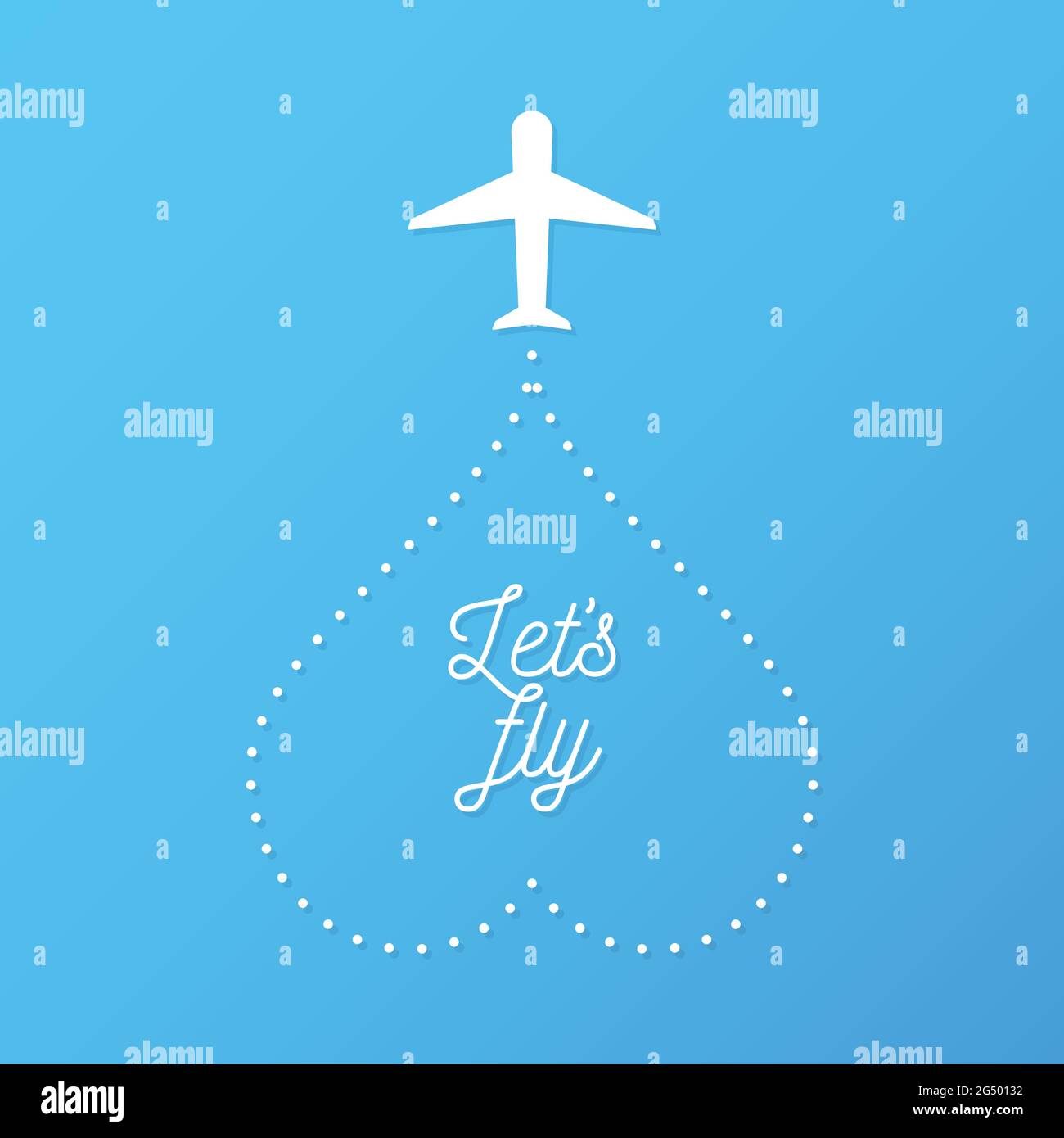 Let's fly lettering. Quote in the sky. Vector illustration, flat design ...