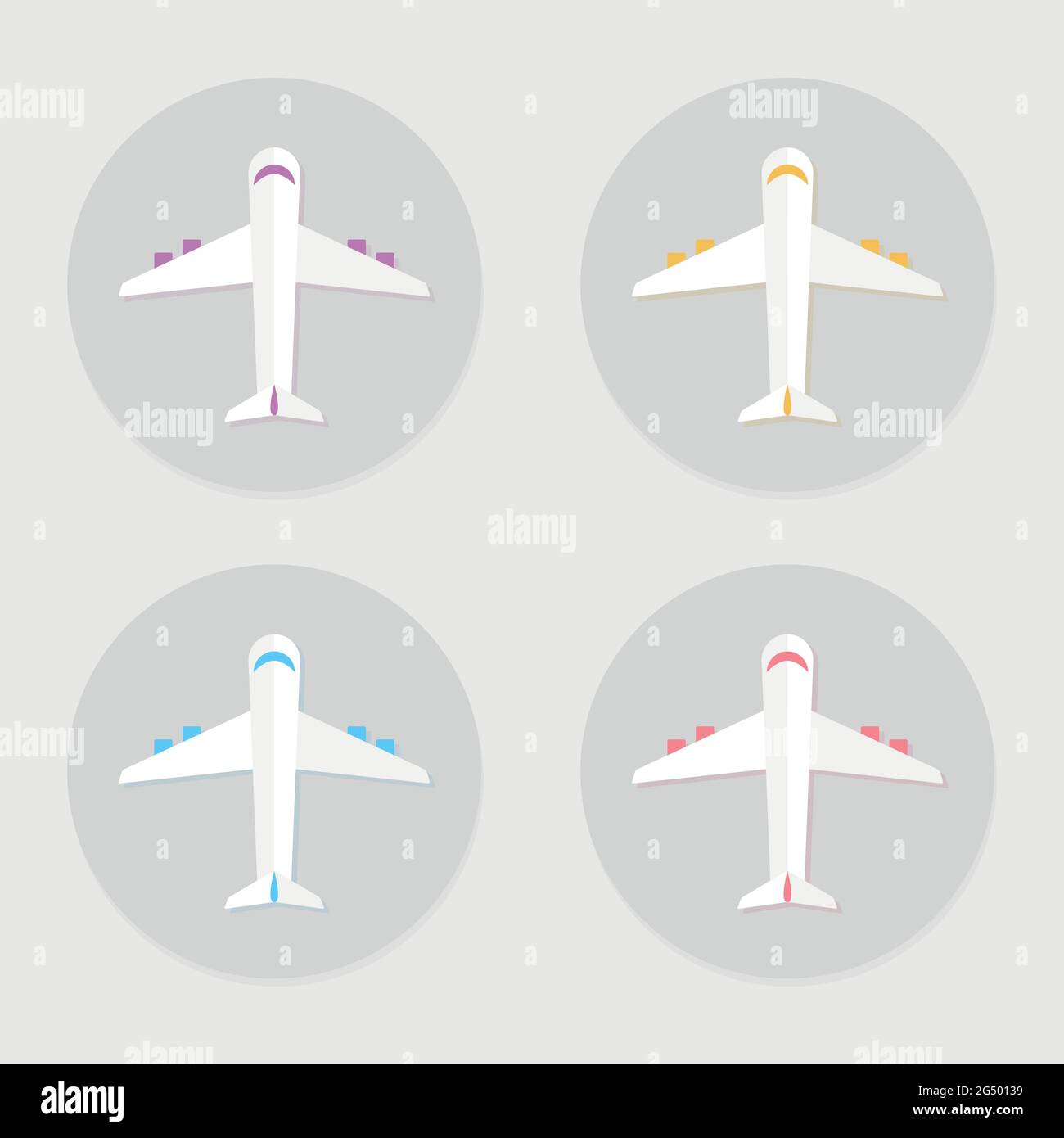 Colorful airplane icon set. Vector illustration, flat design Stock ...