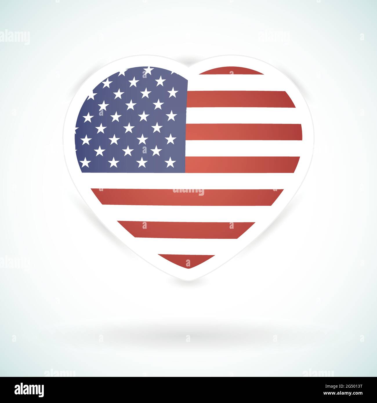 American heart sticker. Isolated background. Vector illustration, flat ...