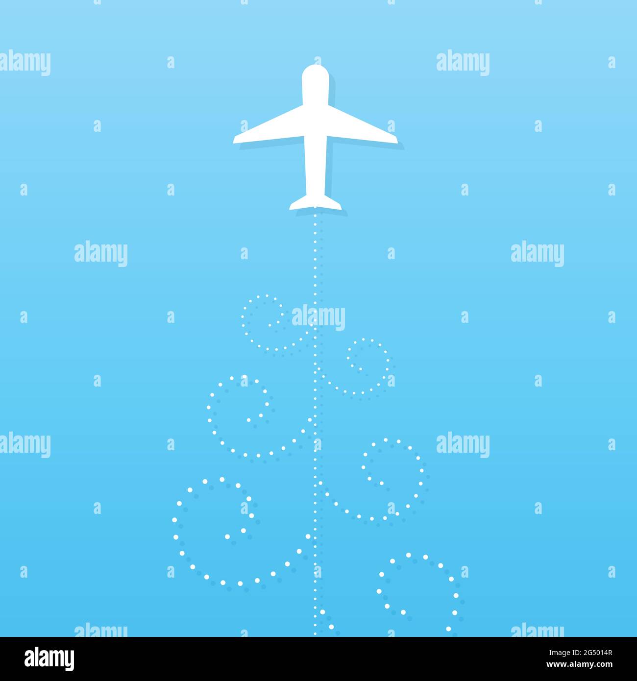 Airplane flying with spiral trail. Vector illustration, flat design ...