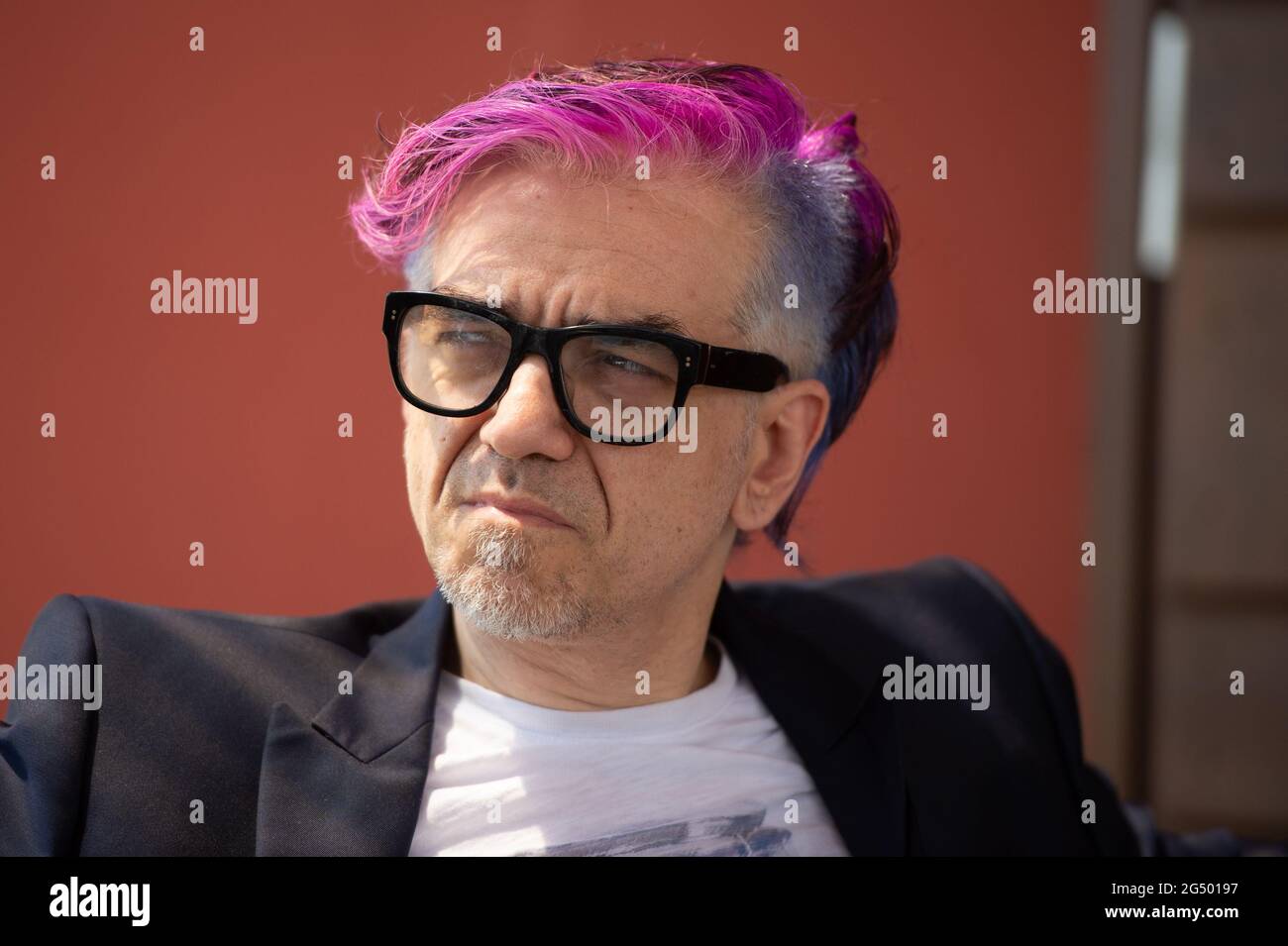 Marco Castoldi aka Morgan talks whit journalist at the press conference ...