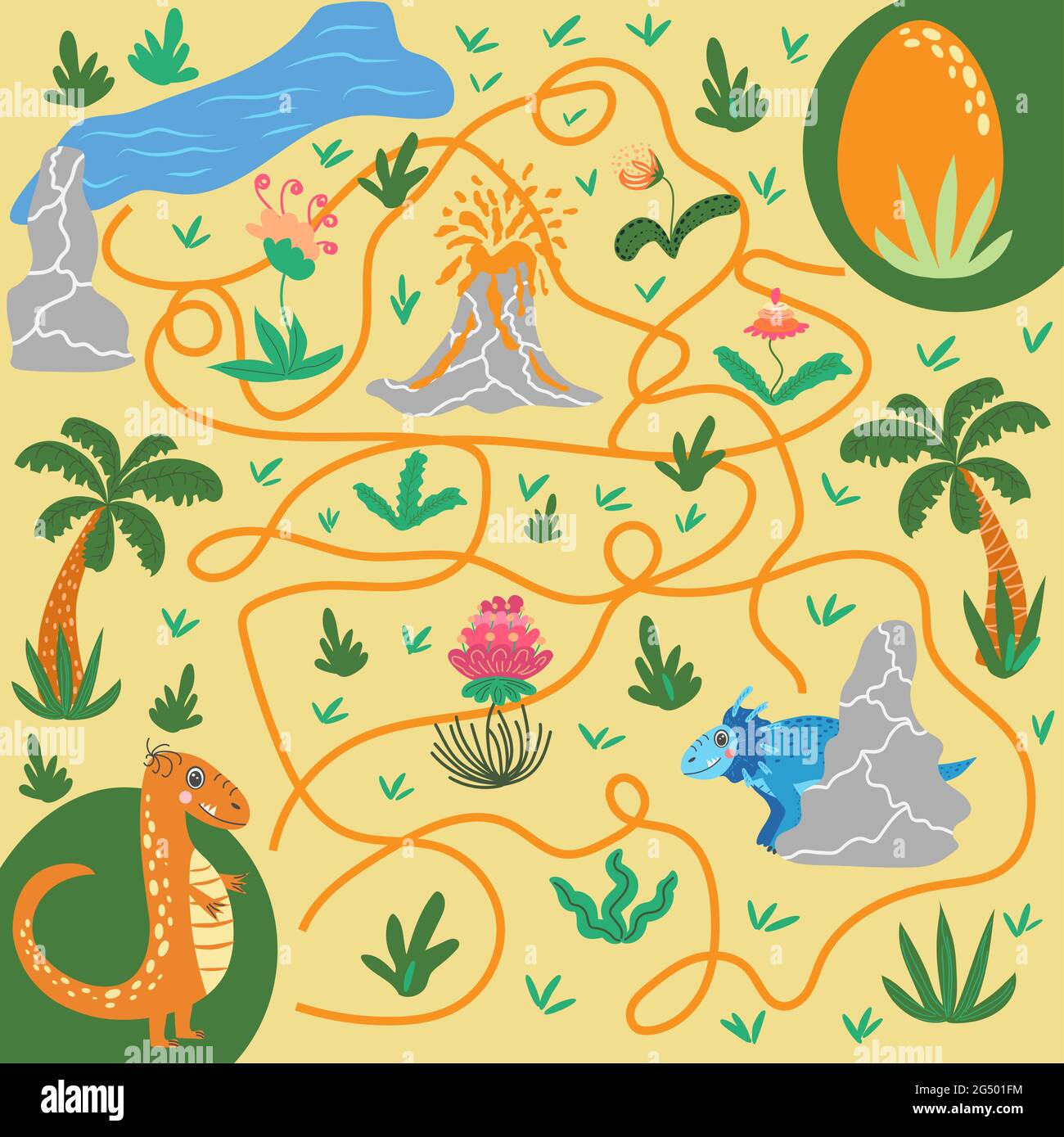 Help dinosaur find path to nest. Labyrinth. Maze game for kids. Help ...